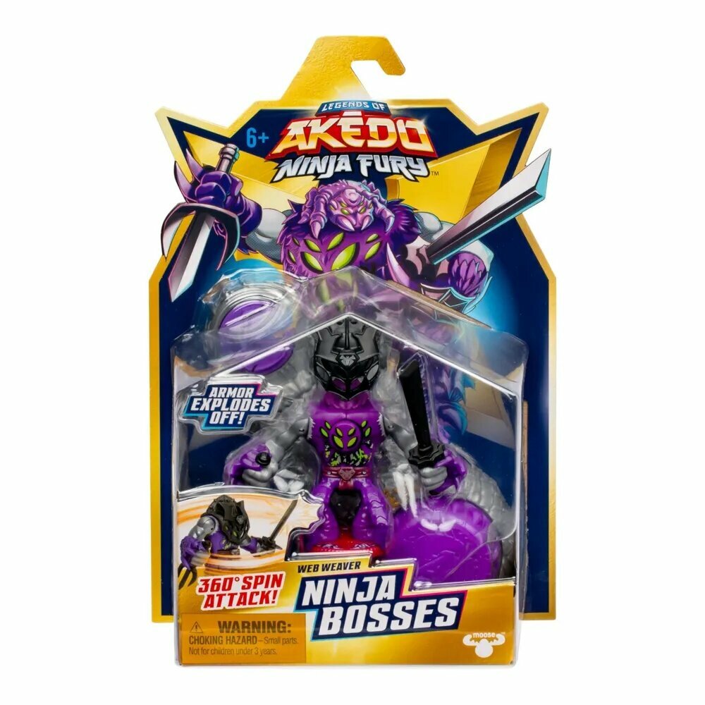 Moose Legends of Akedo Ninja Fury Web Weaver / Набор 3-дюймовых Боевых Игрушек Boss Ninja С Поворотом На 360 Градусов Для Детей От 6 Лет
