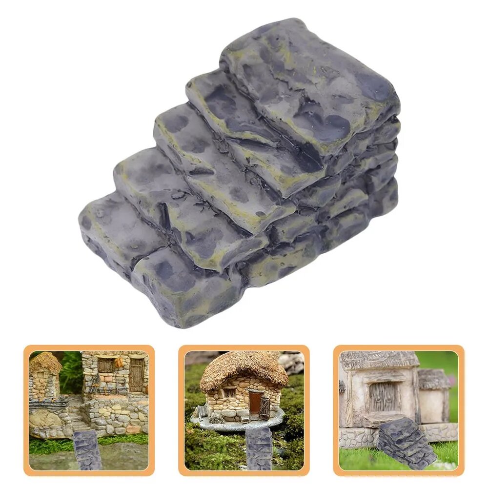 Серые Миниатюрные Каменные Ступеньки, Аксессуар Для Домика Куклы, 12 Шт, Из Полимерного Материала, Для Ландшафтного Декора