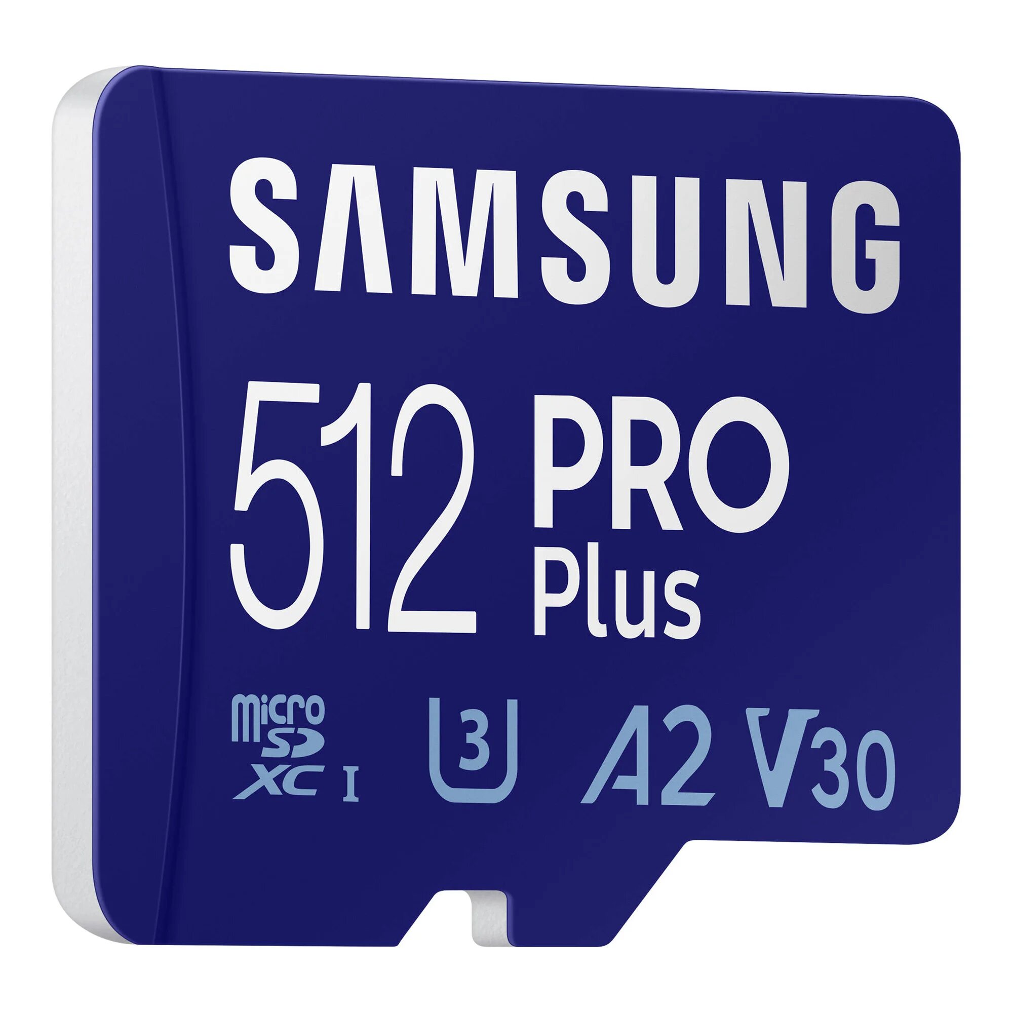 Карта памяти Samsung PRO Plus MicroSDXC 512GB A2, V30, UHS-I Class 3 (U3) с адаптером, голубой