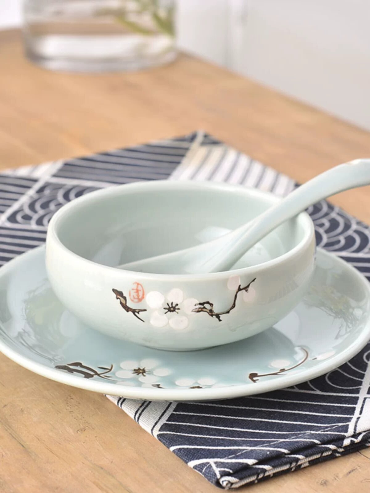 Новые керамические тарелки, миски и ложки в китайском стиле, расписанные вручную, набор из трех предметов с