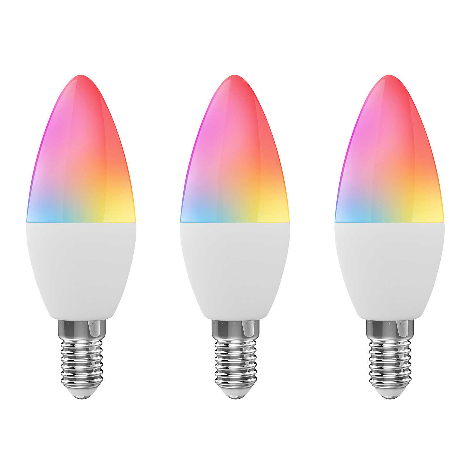 WiFi Smart Bulb RGB+W+C LED Candle Bulb 5W E12 Dimmable Light Phone APP SmartLife/Tuya Remote Control Compatible with Google Home Voice Control 3 pack