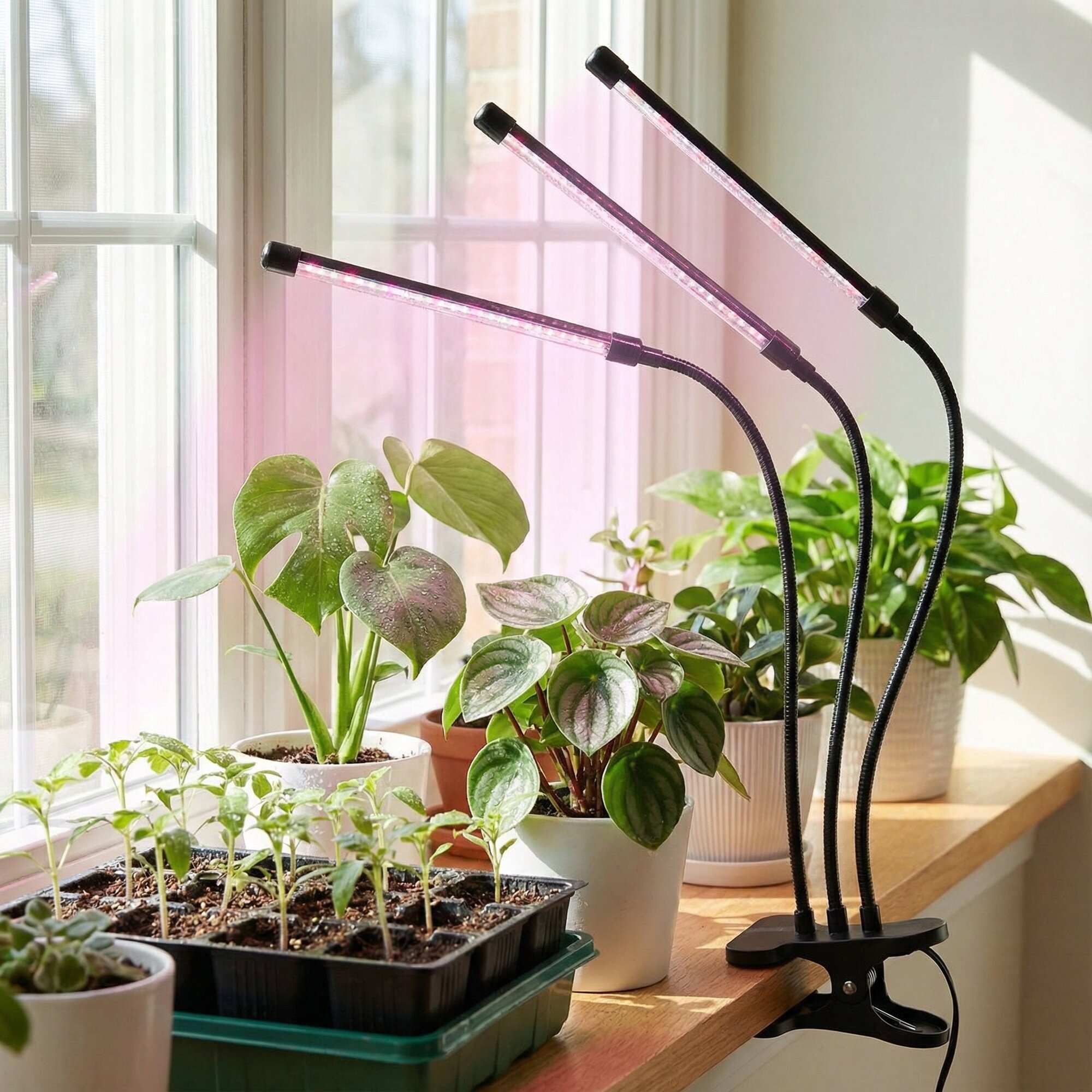 Светильник фито для растений «ECO», 72 LED, USB, тройной, 11*8*64 см