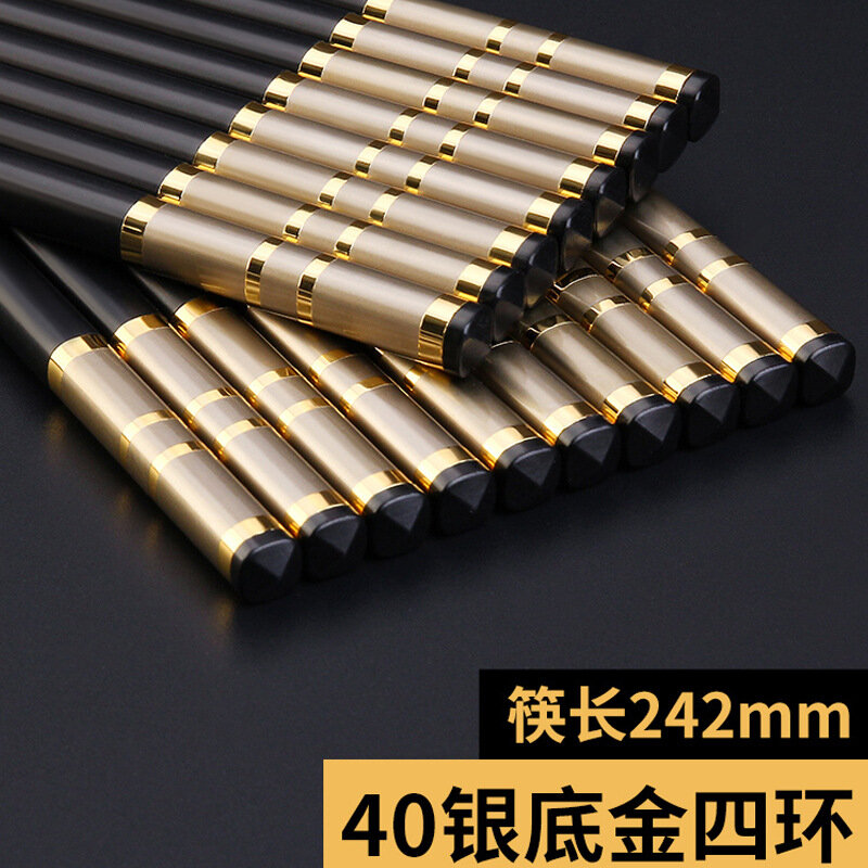 Набор из 10 пар высококачественных палочек для еды из сплава PPS, термостойкие, для домашнего использования, подарочная коробка, золотое основание, цветок, цветение, богатство