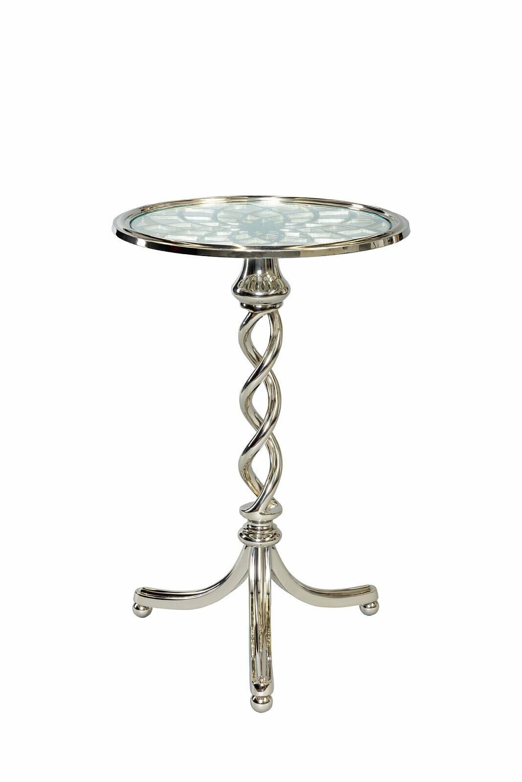 Кофейный стол "Flower", круглый, серебристый, дизайнерский, металл, стекло