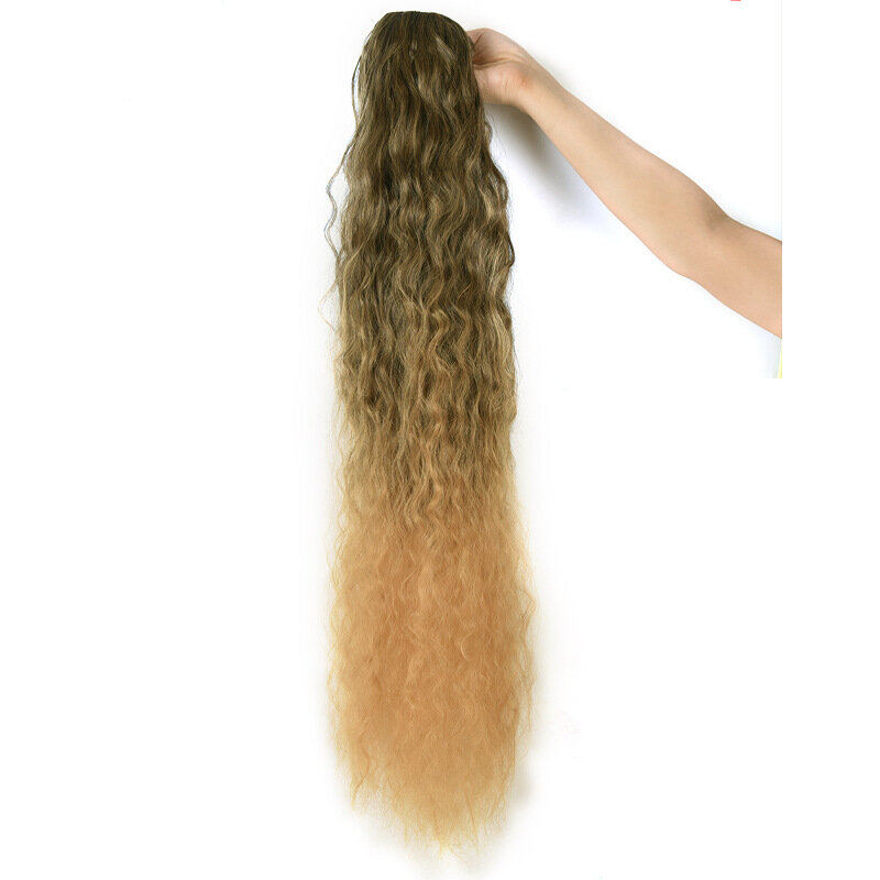 Синтетический хвост для женщин, европейский и американский стиль, длинный кудрявый хвост с завязками, натуральный вид, большой волнистый градиентный хвост