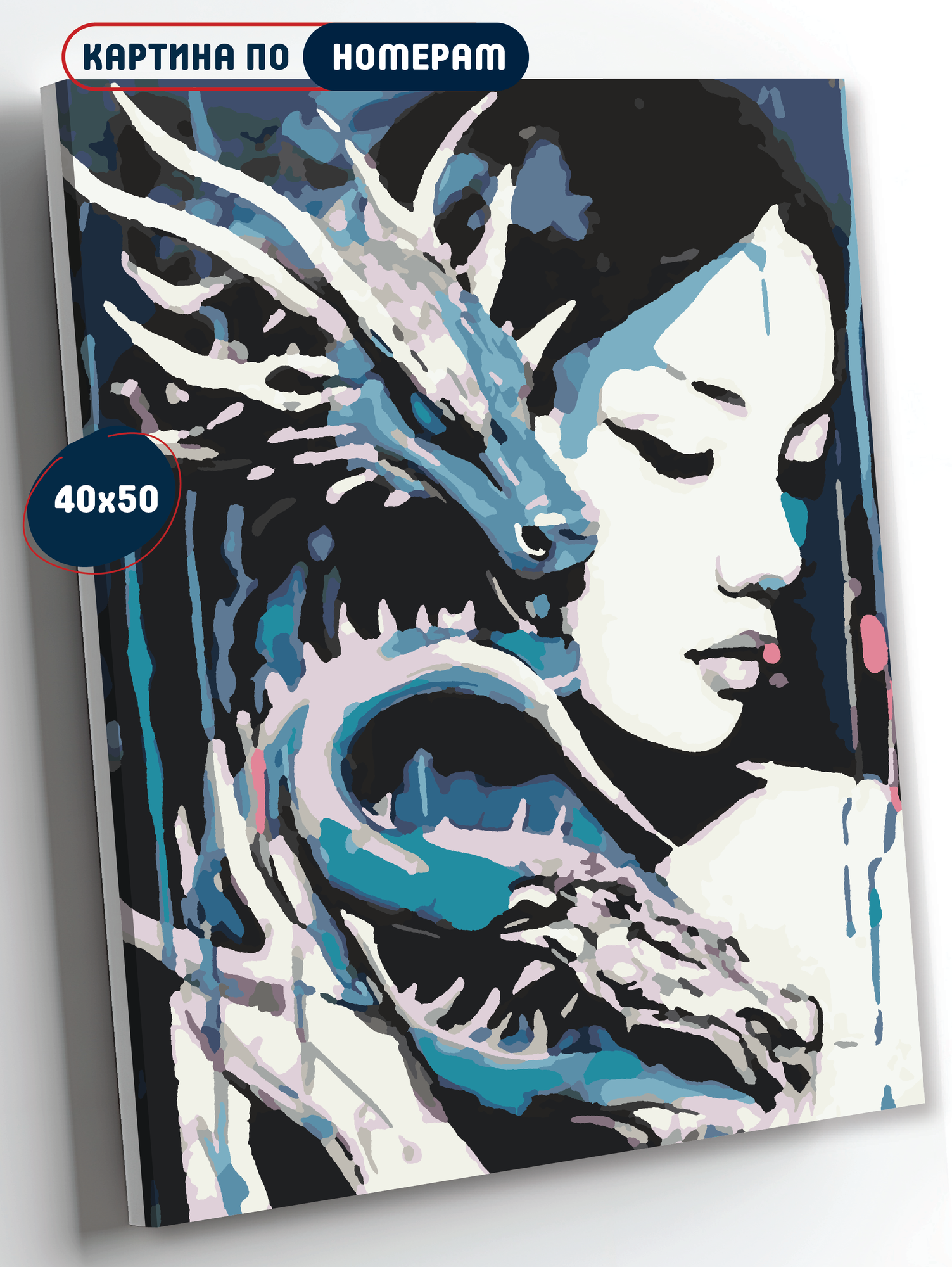 Картина по номерам "Девушка и дракон", Холст на подрамнике 40х50, набор для рисования