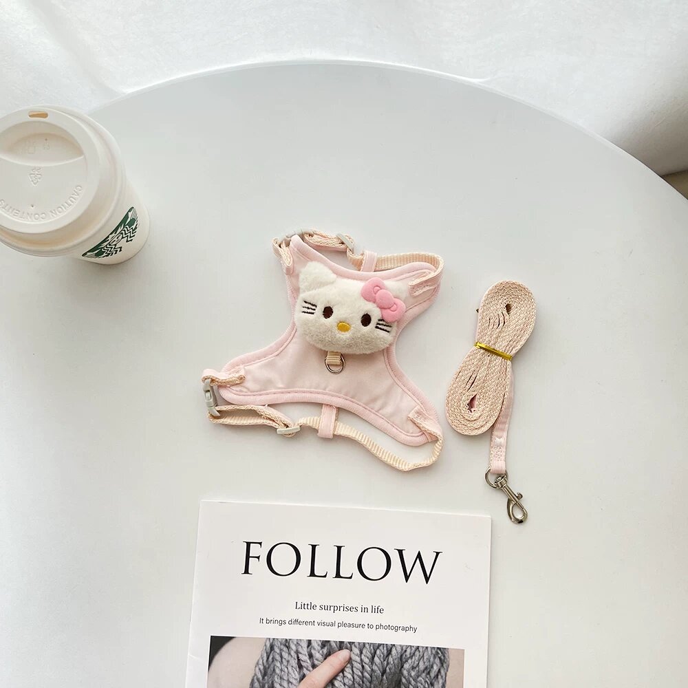 Pink Pet Leash for Small Dogs, Puppies, Cats, Teddy, Bichon, Pomeranian, Harness-Style Dog Walking Leash Pink Bowknot