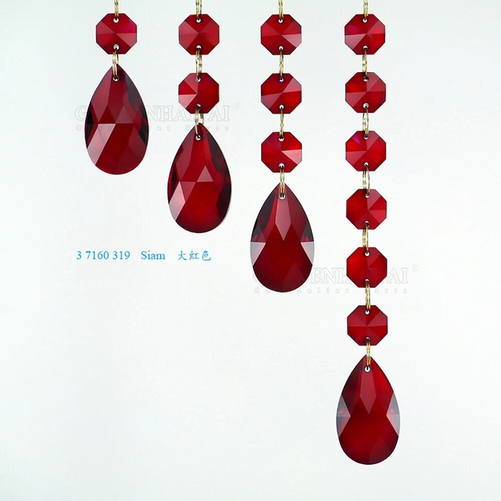 Хрустальные подвески для люстры 38 мм Бордовый, XL, Red