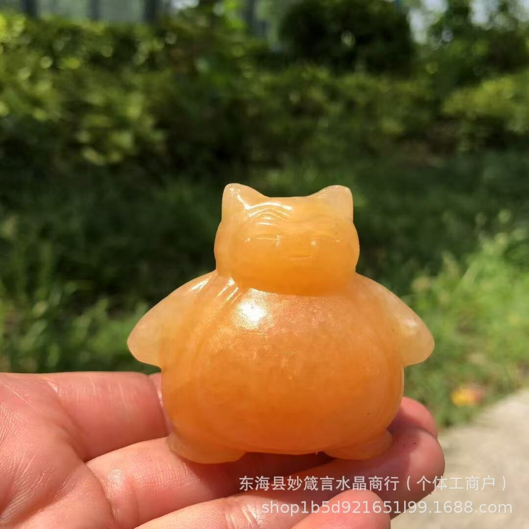 Натуральный кристаллический резной орнамент Кирби, натуральный кристаллический кальцит, сырой камень, изысканный креативный домашний декор