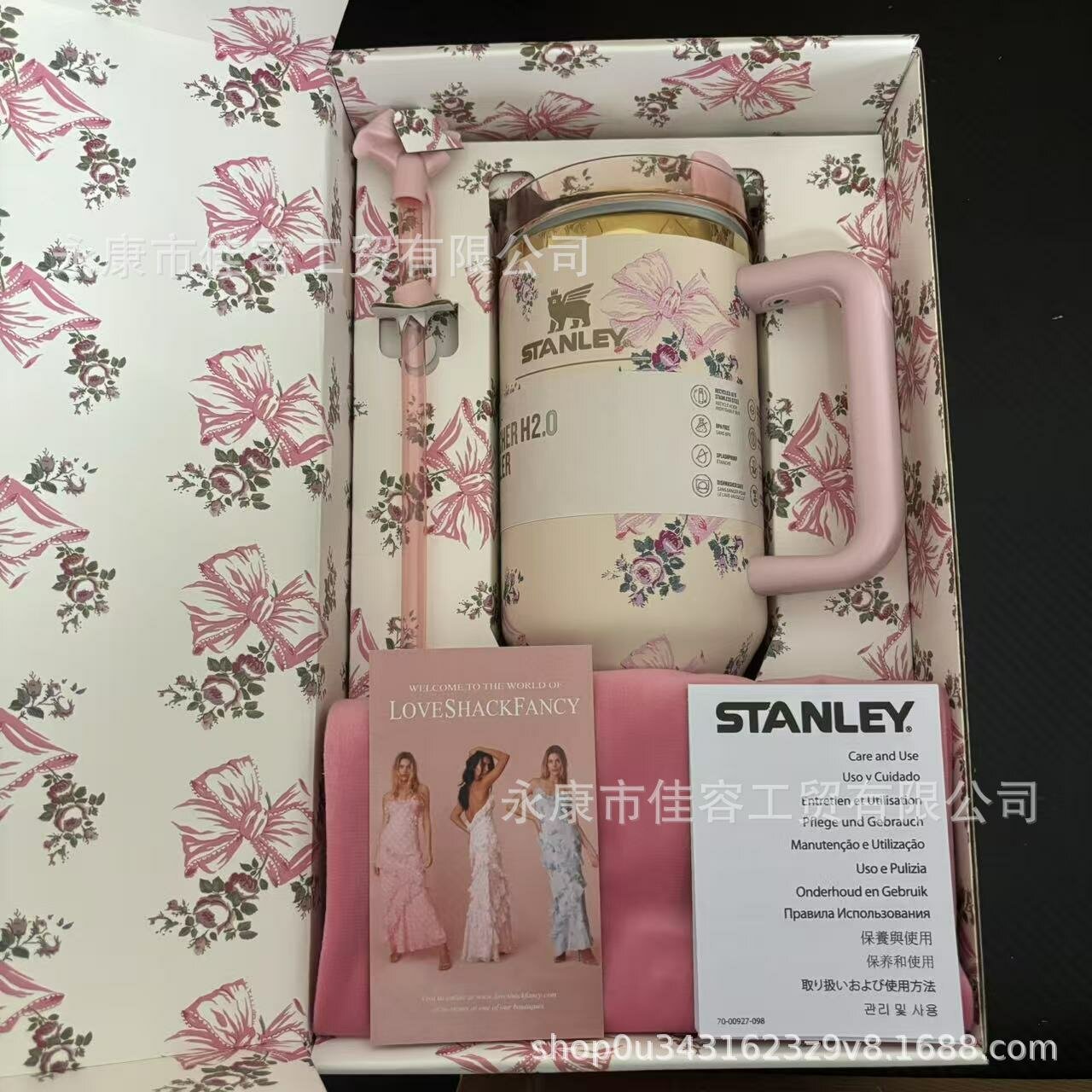 Горячая продажа: автомобильная кружка Stanley Floral Series 40 унций, 304 нержавеющая сталь, с ручкой, термоизолированная кружка