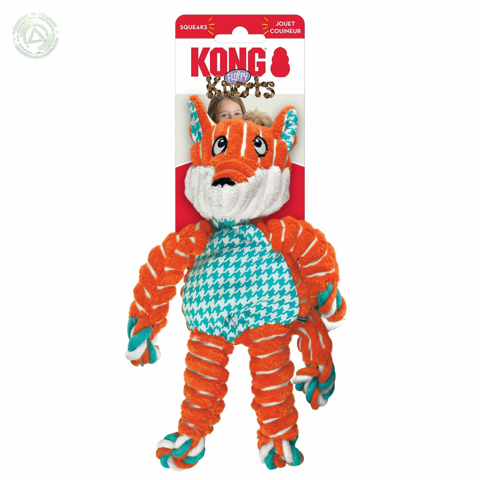 Kong Floppy Knots Fox Игрушка для собак Лиса с хрустящими узелками, M/L,39 см