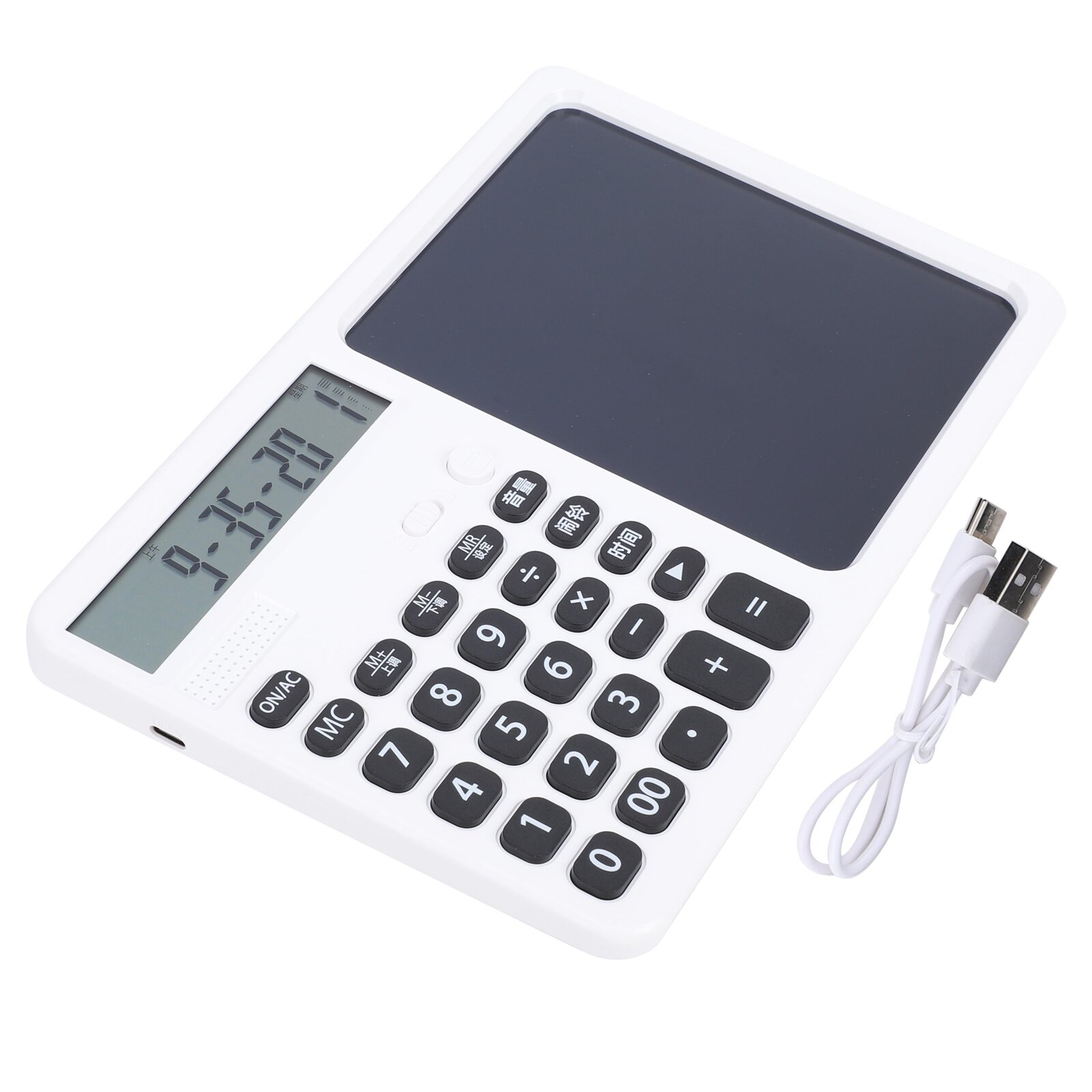 Многофункциональный говорящий калькулятор Перезаряжаемый 12-значный калькулятор с большим дисплеем и блокнотом Большие чувствительные клавиши для школьного бизнеса Белый