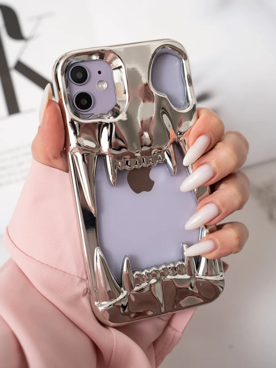 Чехол О'кейси, для iPhone 11, с принтом пламени, серебристый