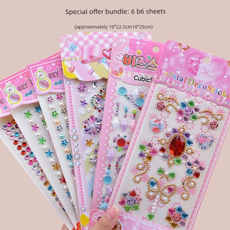 Наклейки для детей, наклейки с драгоценными камнями и бриллиантами, наклейки с кристаллами для переодевания
