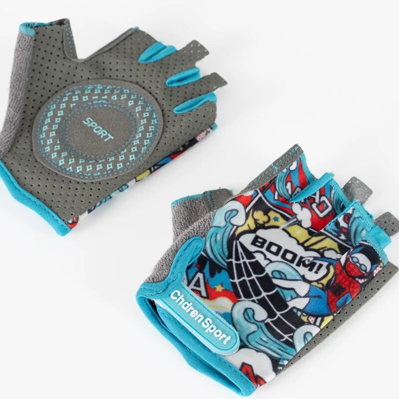 Детские перчатки без пальцев для занятий спортом на открытом воздухе, защитные, нескользящие, дышащие, для мальчиков и