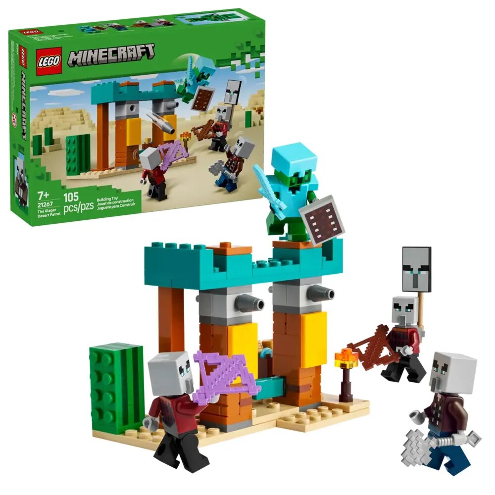 Конструктор LEGO 21267 Minecraft Патруль илладжеров в пустыне, игрушки из строительных блоков