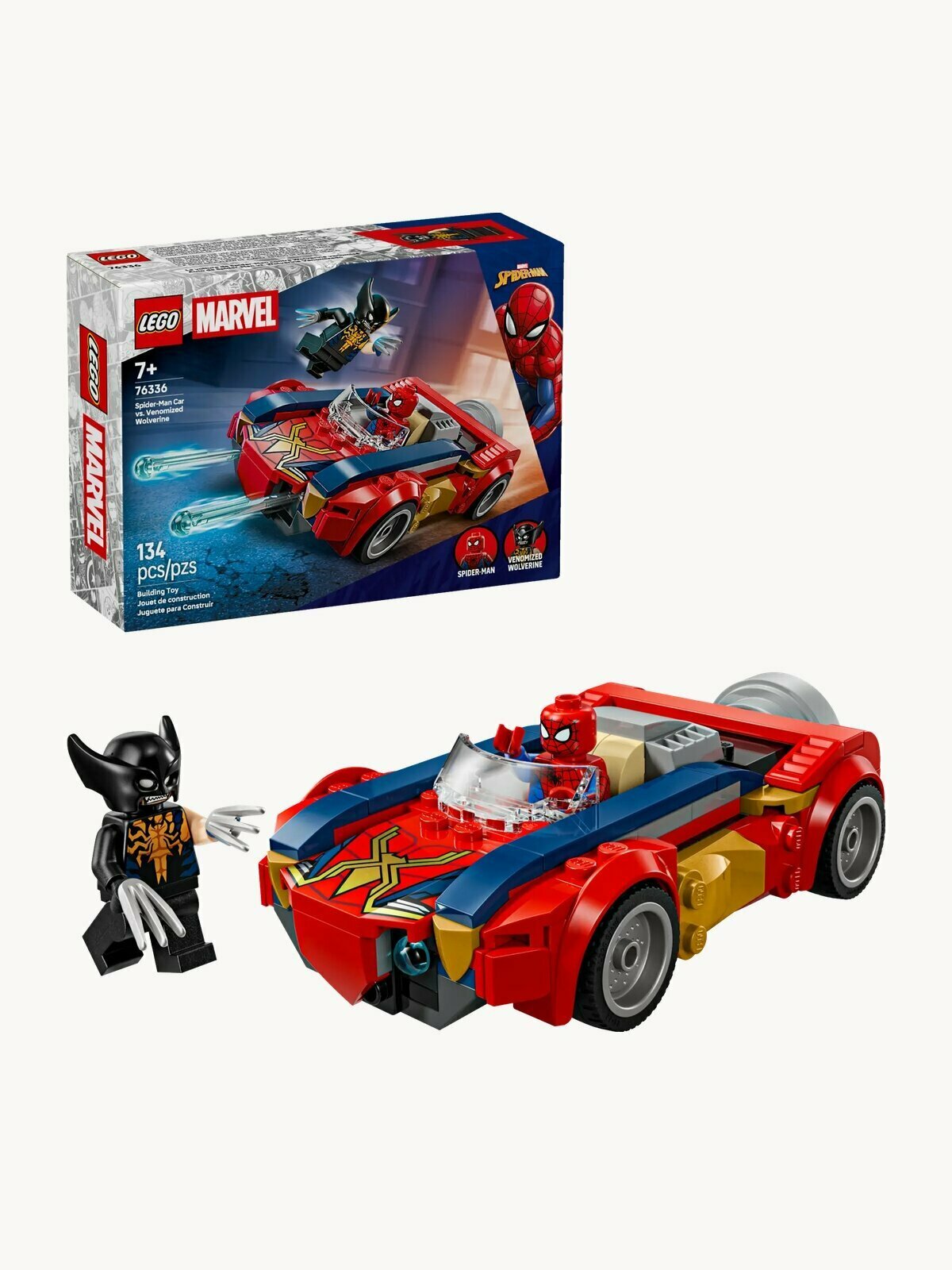 Конструктор LEGO Marvel 76336 Автомобиль Человек-паук против Росомахи в образе Венома, 134 дет.