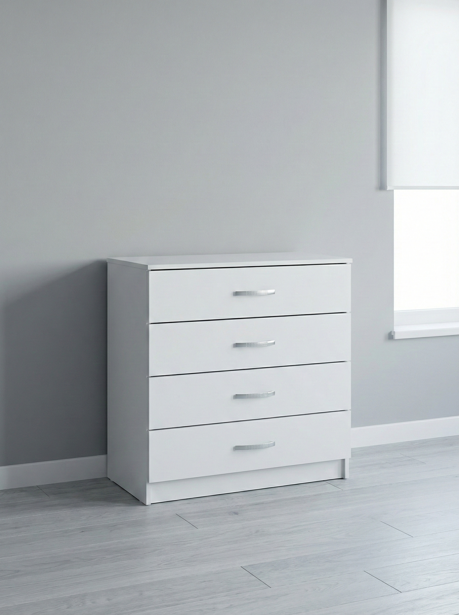 Комод Капри-5 с 4 ящиками и 4 ручками, ШхГхВ: 81х43х83 см, белый