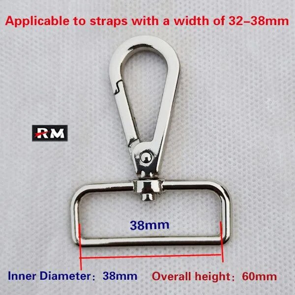 Карабины металлические для сумки, ремня, стропы, Внутренний диаметр 3,8 см, серебристый, 2 шт