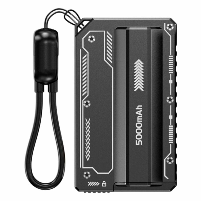 (1 шт.) Корпус для power bank со съемными аккумуляторами 21700, выдвижная вилка - черный