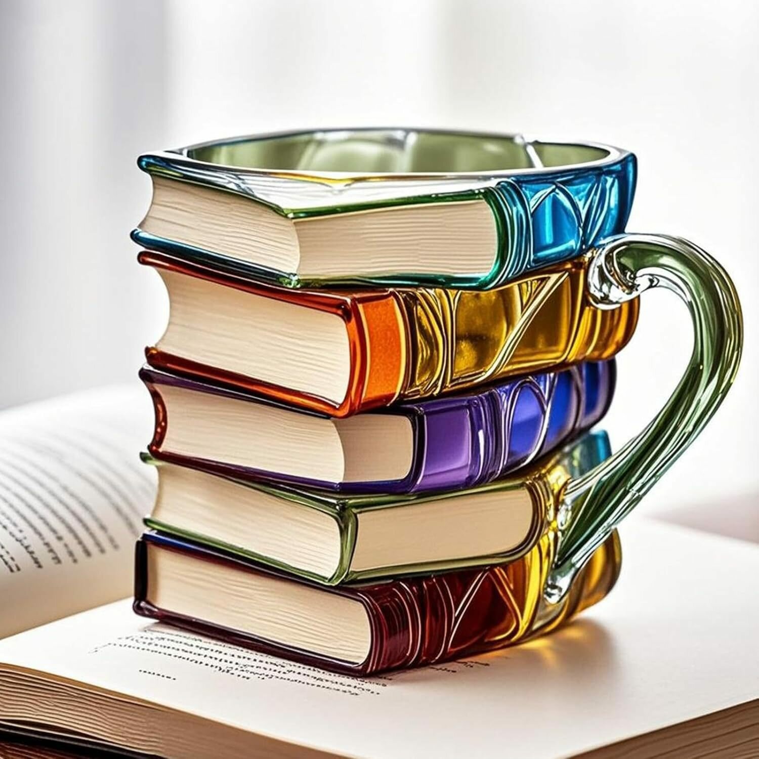Кружка с рисунком книги 3D, уникальная кружка для кофе с эффектом стопки книг