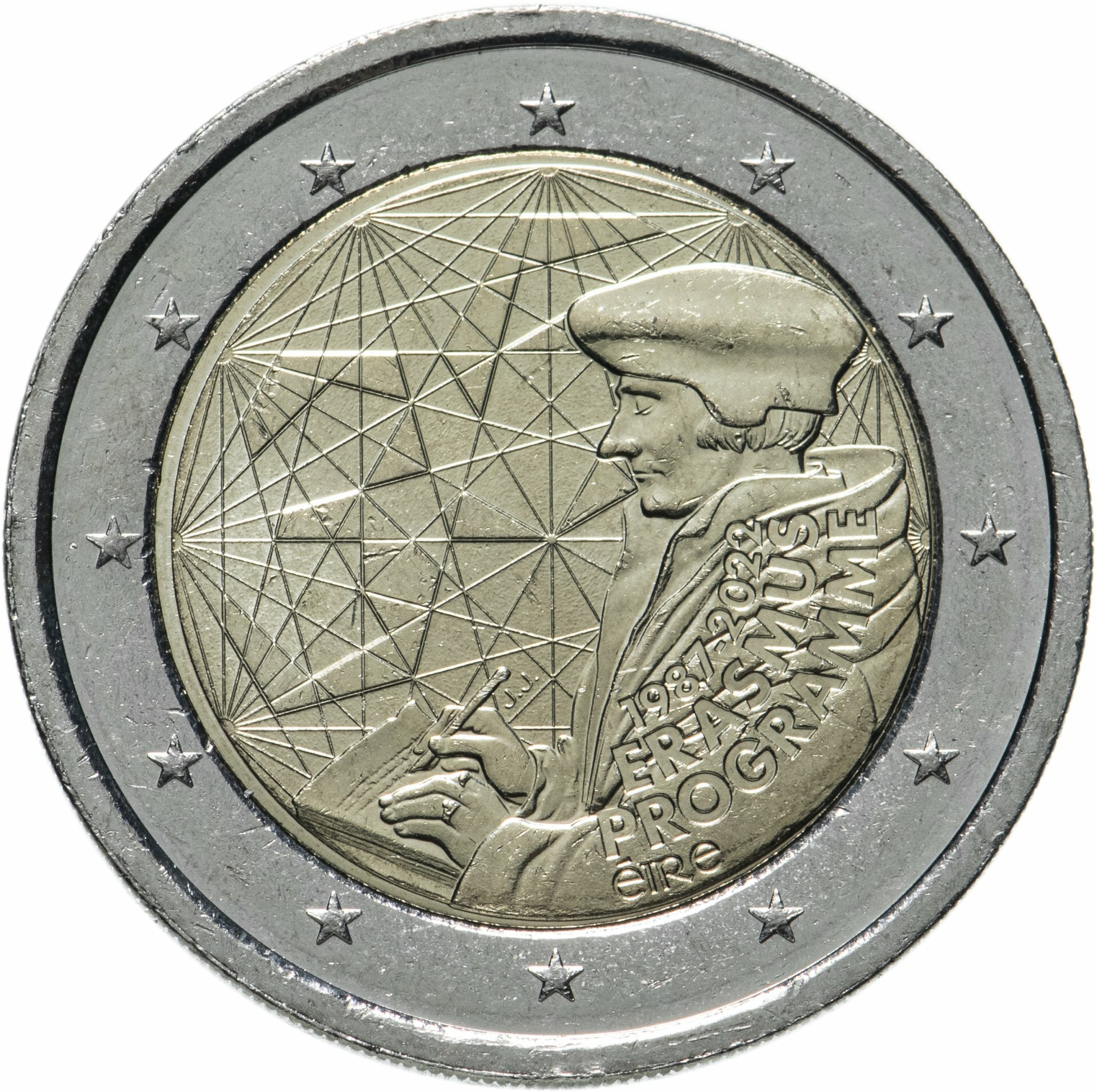 Ирландия 2 евро 2022 "35 лет программе Эразмус", Биметалл, в сохранности UNC