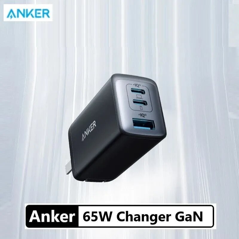 Anker Nano II 65W Трехпортовое зарядное устройство 735 USB C GaN Быстрое компактное складное настенное зарядное устройство для MacBook Pro / air iPad iPhone 15 14 13 mini