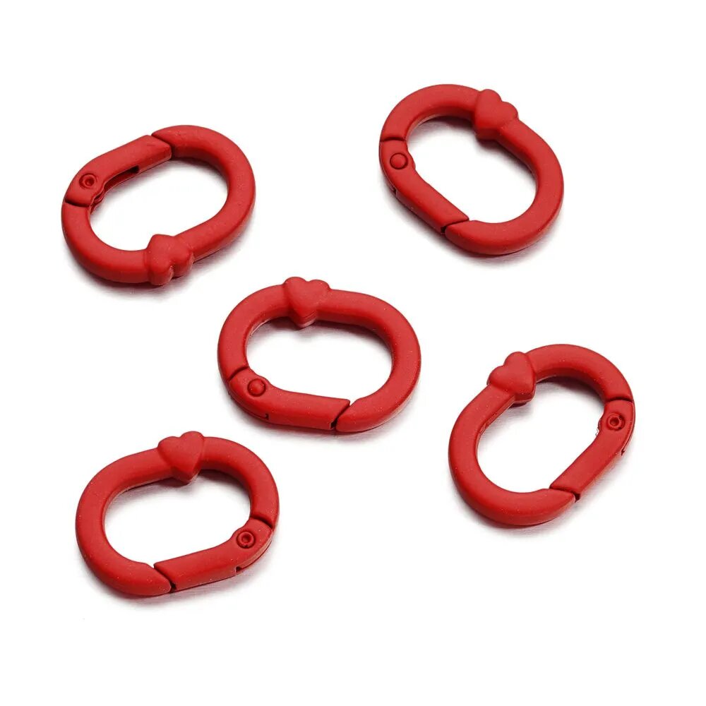 Кольцо карабин для сумок 21x28mm , Эллиптический тренажер , цвет красная , 5 шт