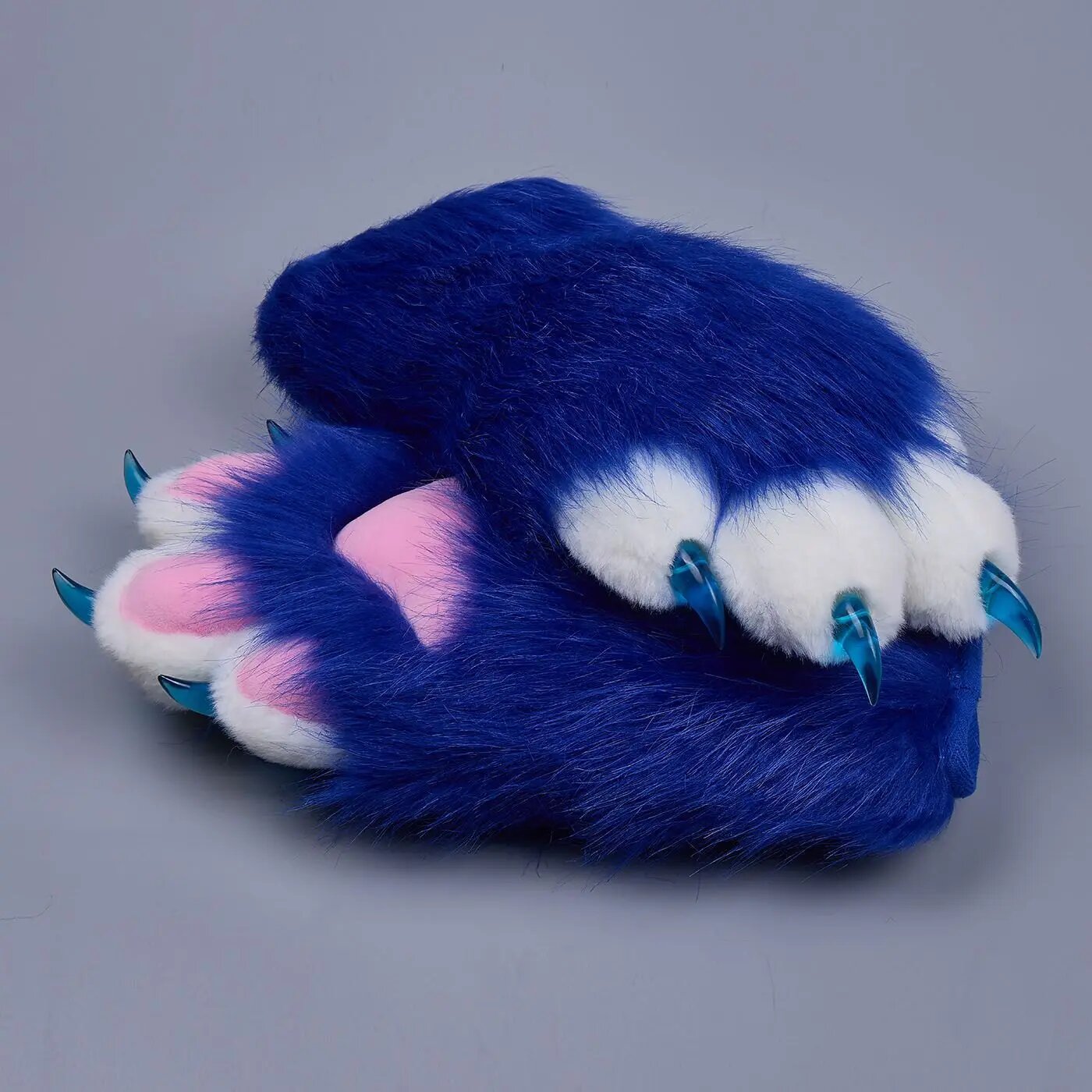 Синие меховые перчатки-лапы Fursuit Paw09