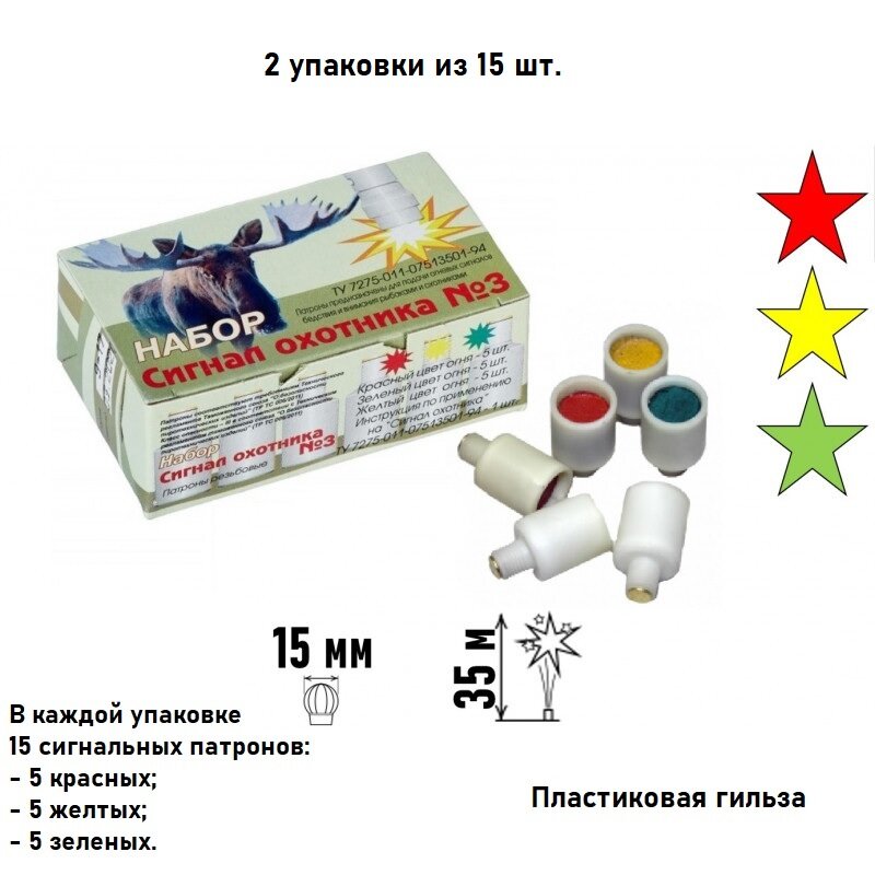 Набор "Сигнал охотника №3" (15 патронов пластиковая гильза)
