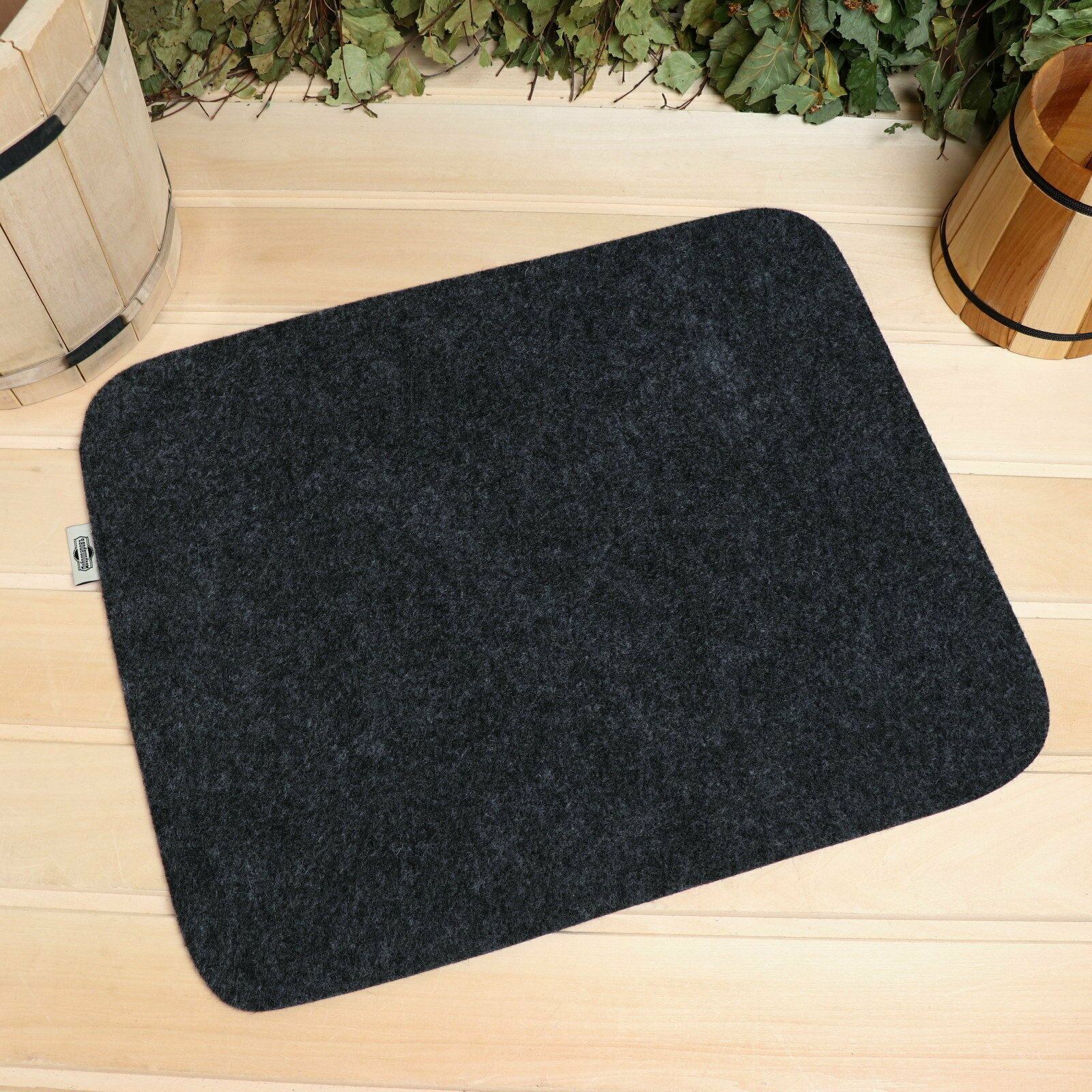 Коврик - сидушка для бани и сауны "Тёмный", 47x38 см, 30% шерсть, 70% полиэфир, серый