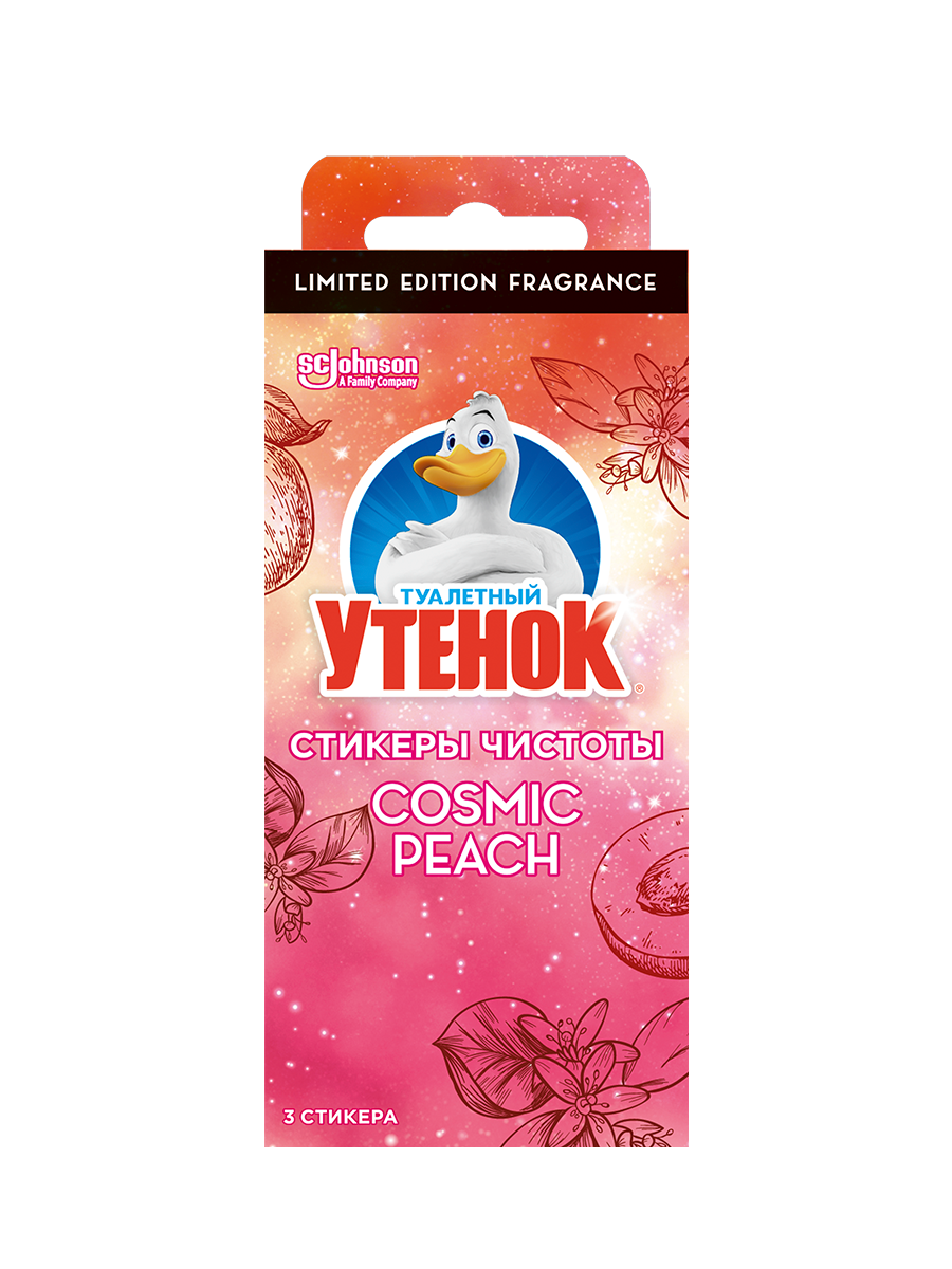 Туалетный Утенок Средство для очистки унитаза "Стикер чистоты Cosmic Peach", 3шт х 10 г