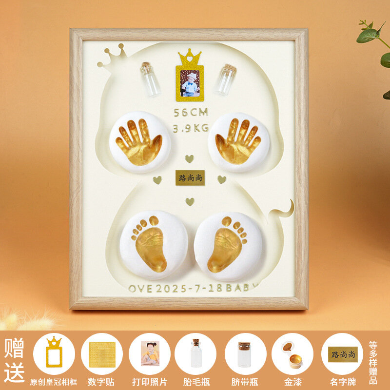 Детская змея, полная луна, отпечаток руки и стопы, сувенир для новорожденного, коробка для сбора волос, пуповина, отпечаток стопы на сто дней, чернильная подушка