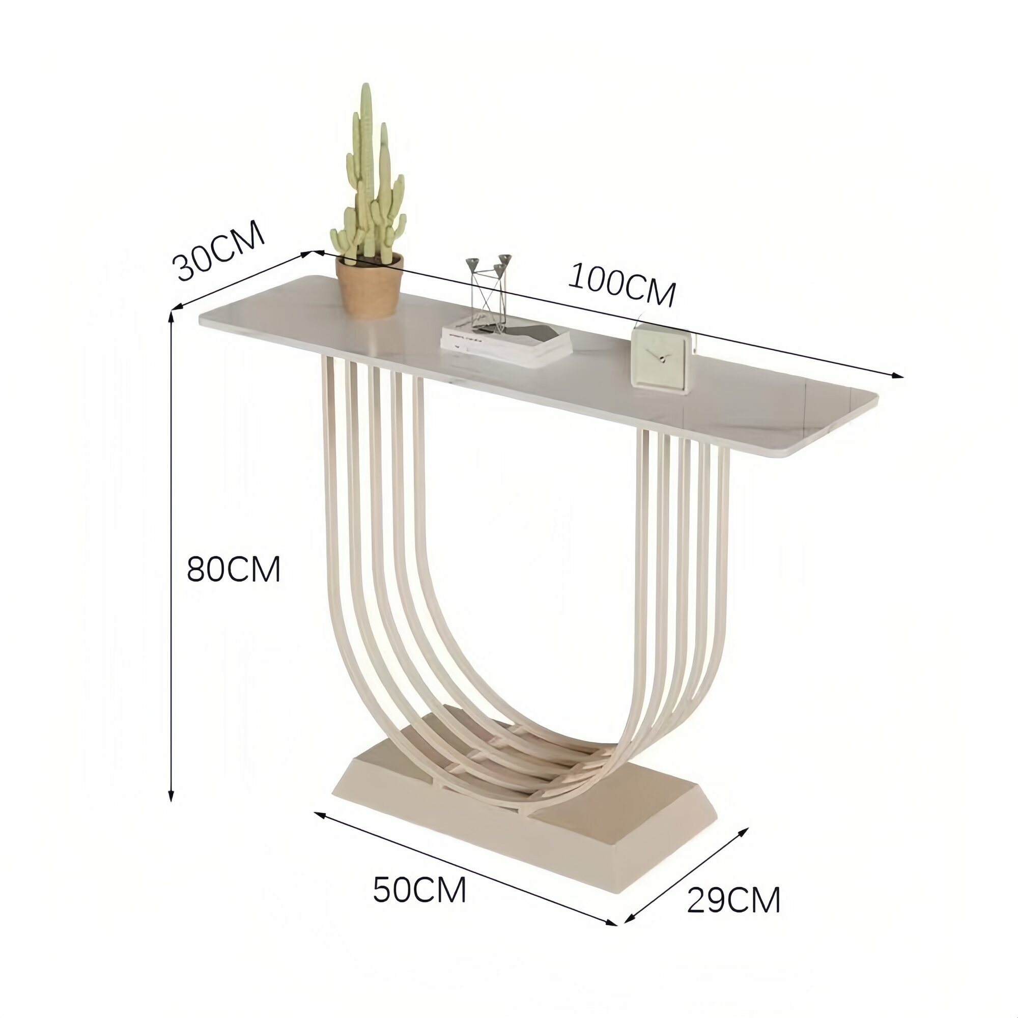 Консоль Мебель СВК Nordic Marble Entrance Table, классическая, металл, камень, 100x30x90 см