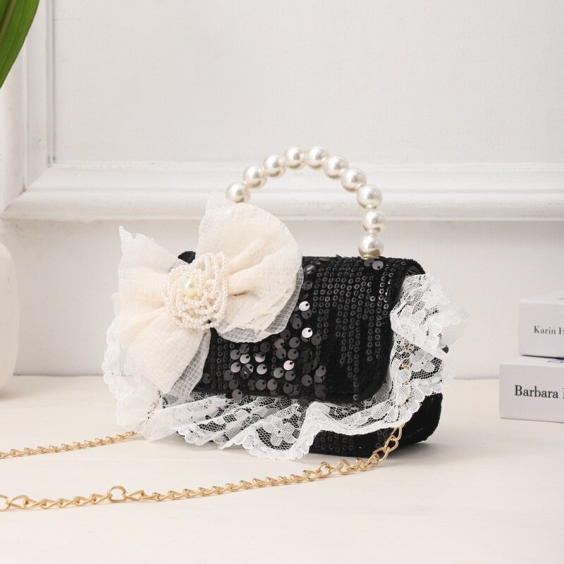 Новая модная сумка с кружевной отделкой в стиле Chanel, жемчужная сумка, кроссбоди, милая сумка с бантом, одно плечо, принцесса, оптовая продажа
