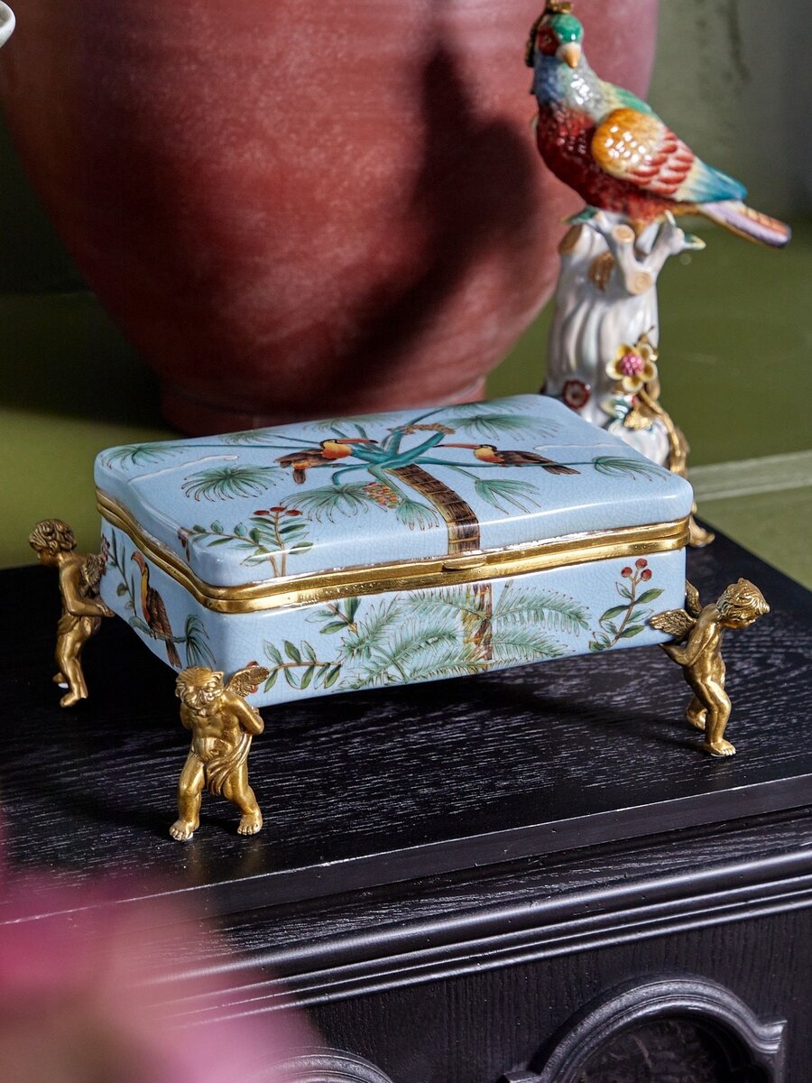 31G2686/B1358HC/HLB2194 Шкатулка на ангелах 28х20х12см, фарфор, Glasar