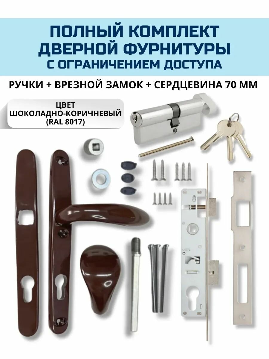 Комплект дверной фурнитуры с ограничением доступа RAL8017
