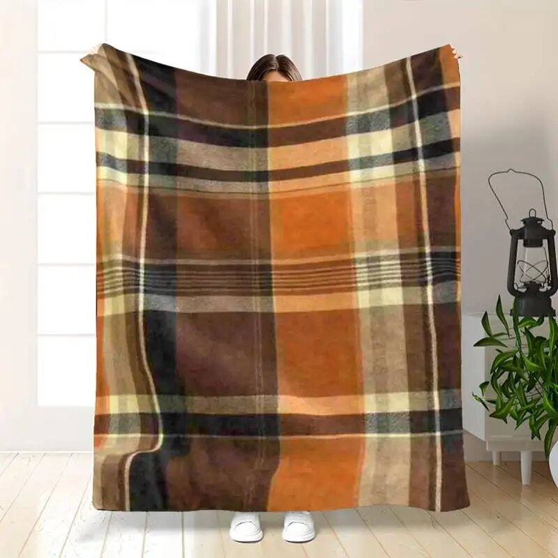 Полиэстеровый плед в красно-зеленую клетку Коричневый, 200x150cm, 4