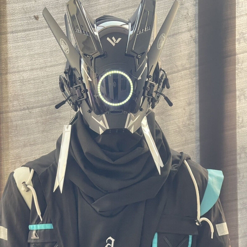 Киберпанк маска Хищник шлем Мужской меха светящийся полный капюшон тактическая маска