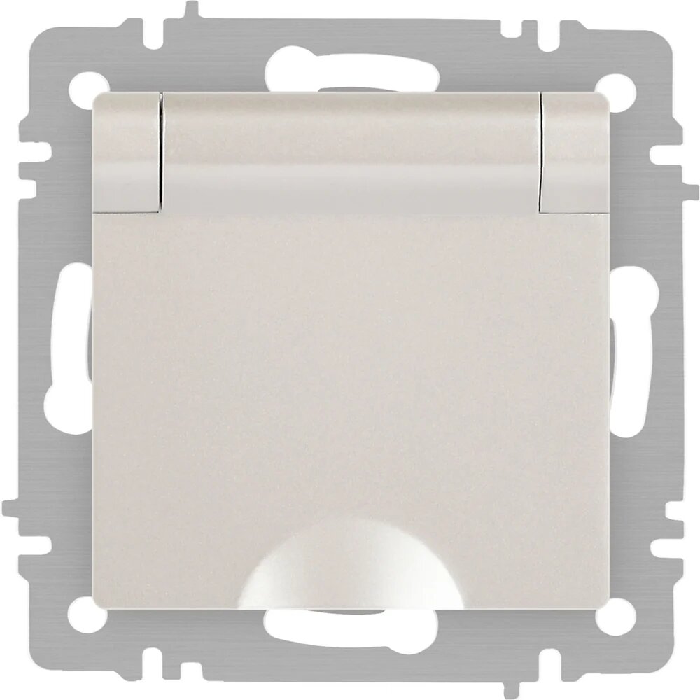 Розетка Intro Accent 620306 2PE Schuko с крышкой, 16А250В, IP20, скрытой установки, AL/CU, перламутр Б0063429