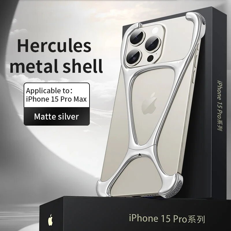 Металлический чехол для телефона без оправы для iPhone 13 14 Pro Max, алюминиевый съемный защитный противоударный чехол для защиты от тепла для IPHON 15 Promax Matte Silver, For Iphone 15 Promax