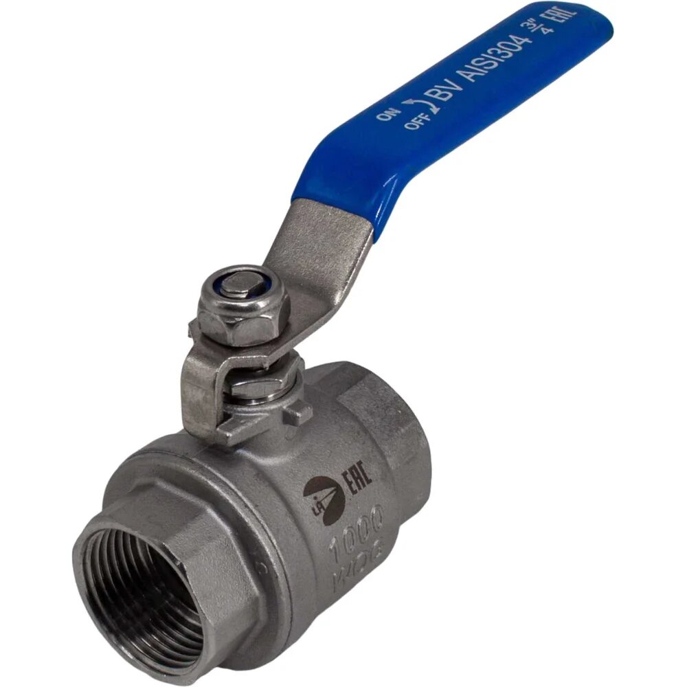Кран шаровый муфтовый двусоставной нержавеющий NEWKEY (2PC) AISI304 DN20 (3/4"), (CF8), PN64 NK-BML20/4