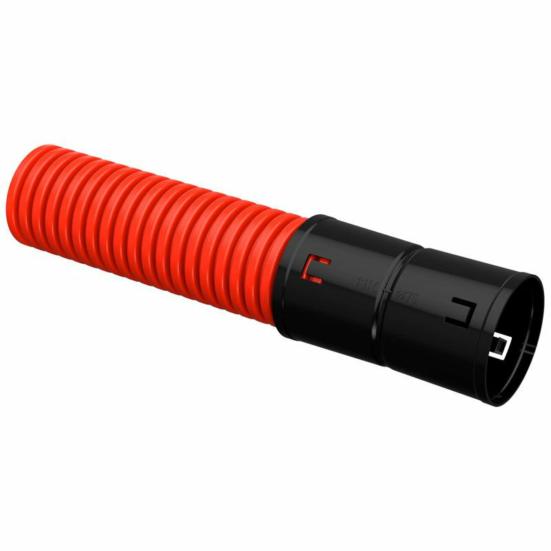 Труба гофрированная IEK диаметр 75 мм, двустенная ПНД, гибкая, с муфтой, красная, 50 м