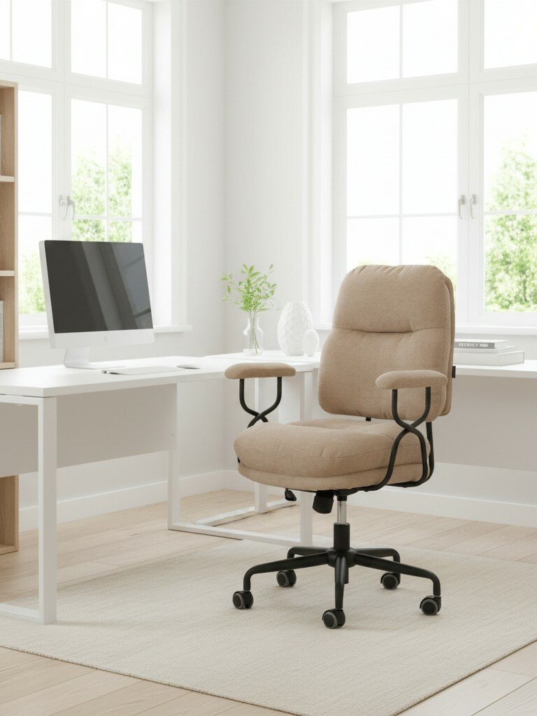 Кресло компьютерное офисное TetChair BUNNY с подлокотниками, ткань, бежевый