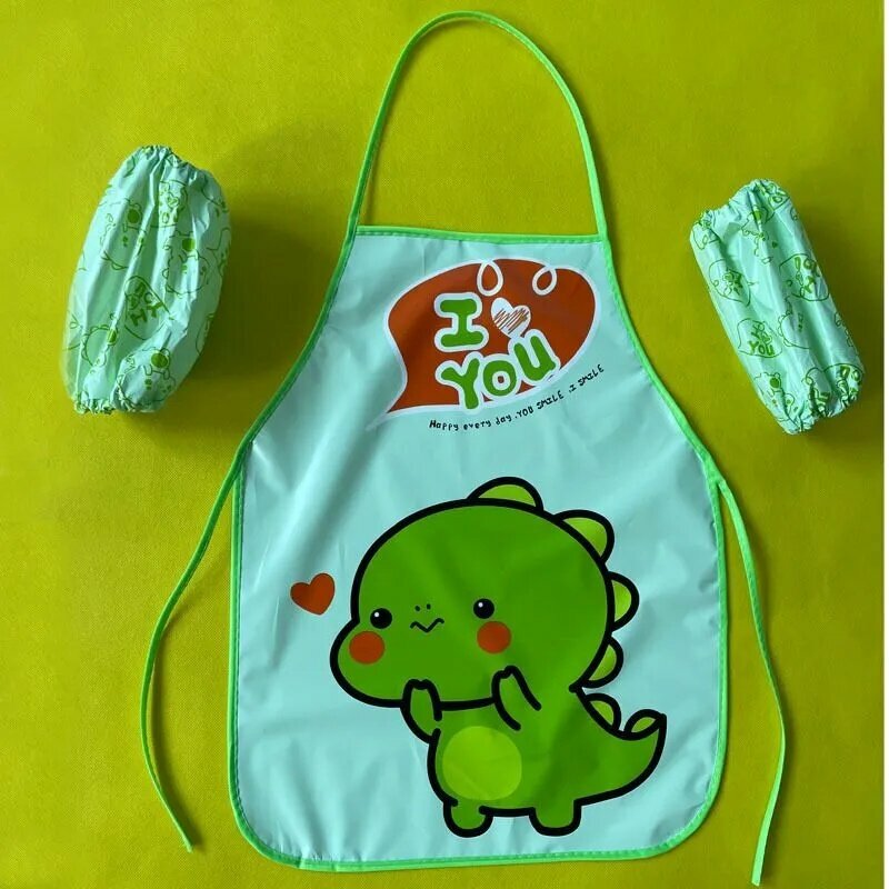 Детский фартук с нарукавниками (3 предмета) водонепроницаемый комплект для рисования, возраст 3-6 лет, экологичный PEVA материал