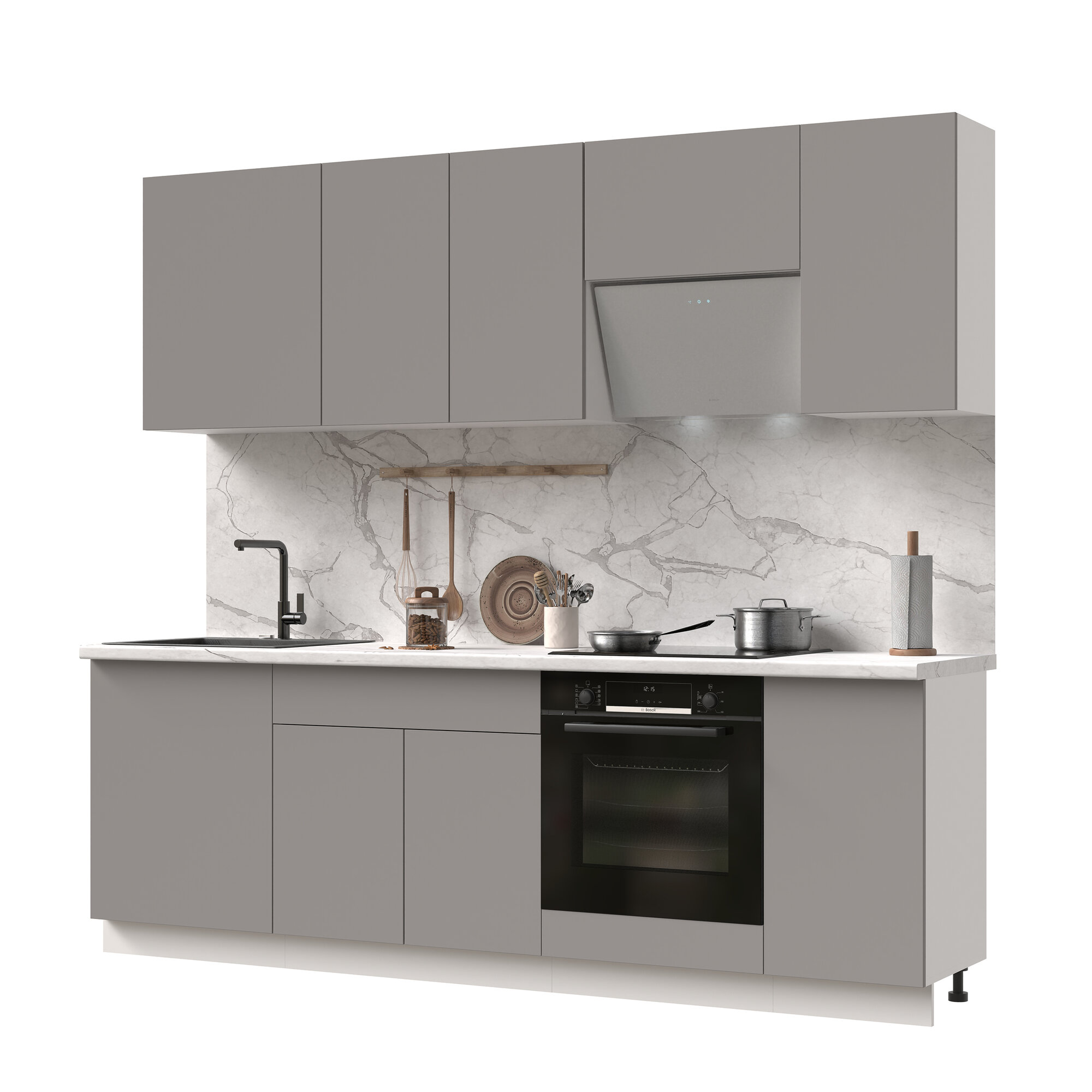 Кухонный гарнитур без столешницы Поэзия 240см Белый, Порт-Ройал