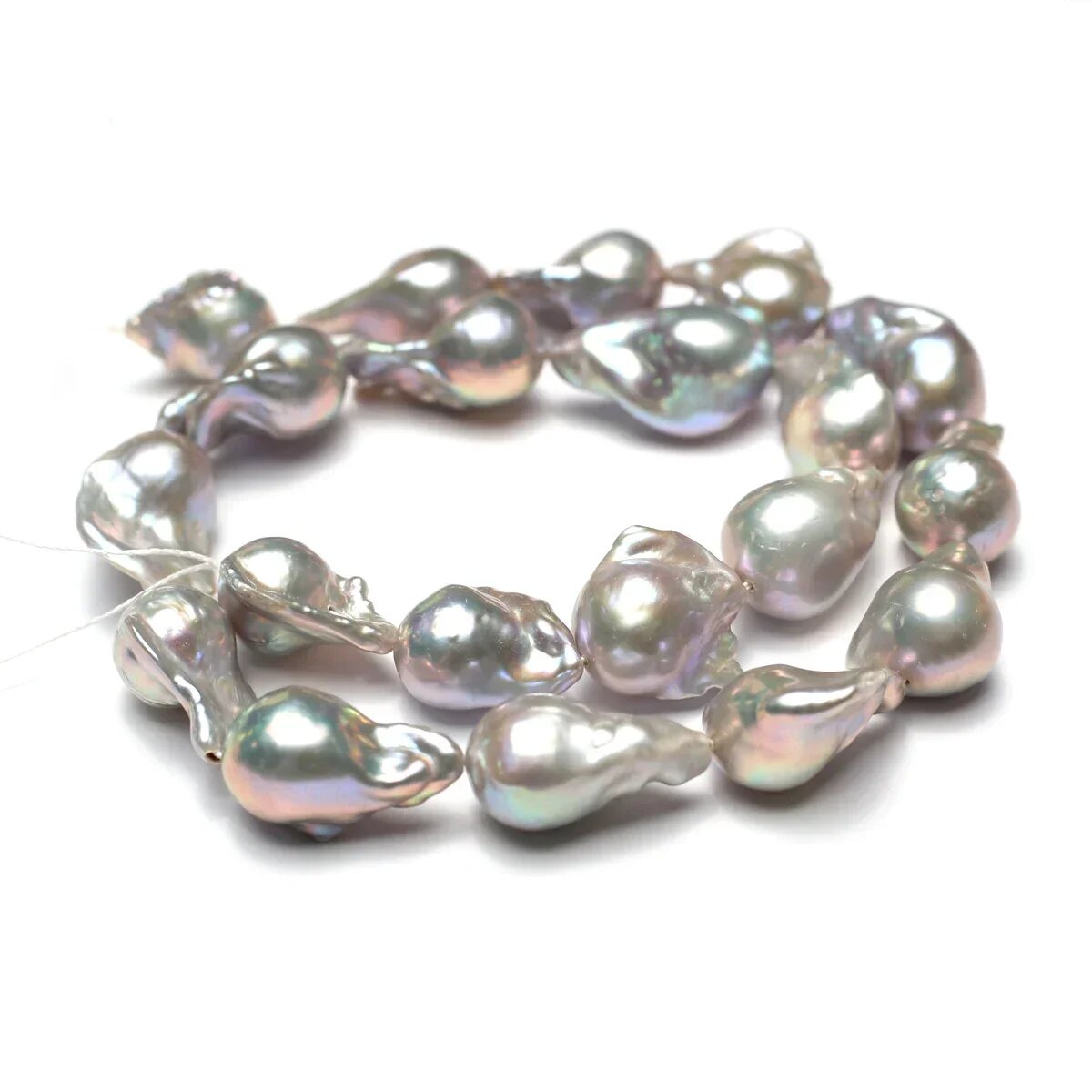 Серый натуральный пресноводный жемчуг барокко бусина 15x23-15x25 мм