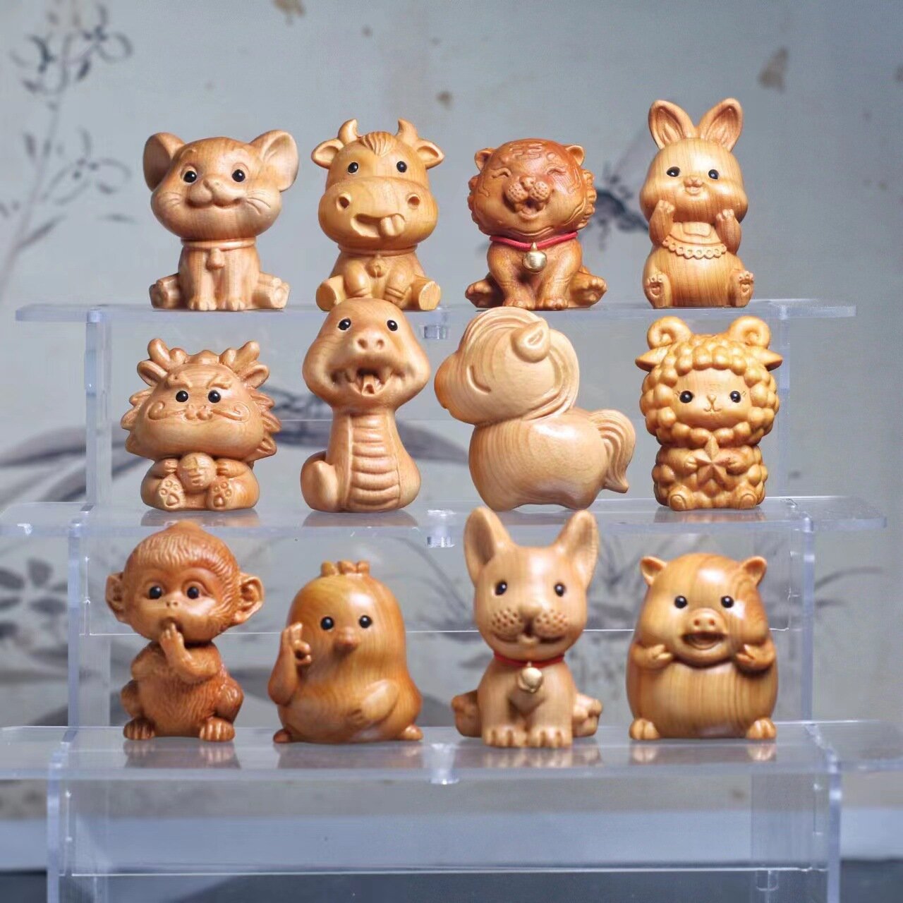 Новый продукт: Резьба по дереву из кипариса, настольные украшения с двенадцатью знаками зодиака, милые животные, ручные изделия, культурные игрушки, подарки на день рождения