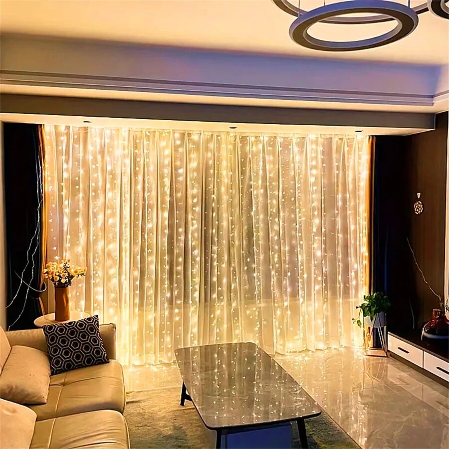 Светодиодная гирлянда-штора 3x2 м, 200 LED, теплый белый
