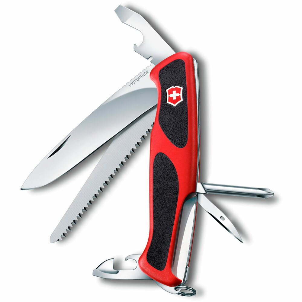 Нож перочинный VICTORINOX RangerGrip 79, 130 мм, 12 функций, с фиксатором лезвия, красный с чёрным 0.9563. MC